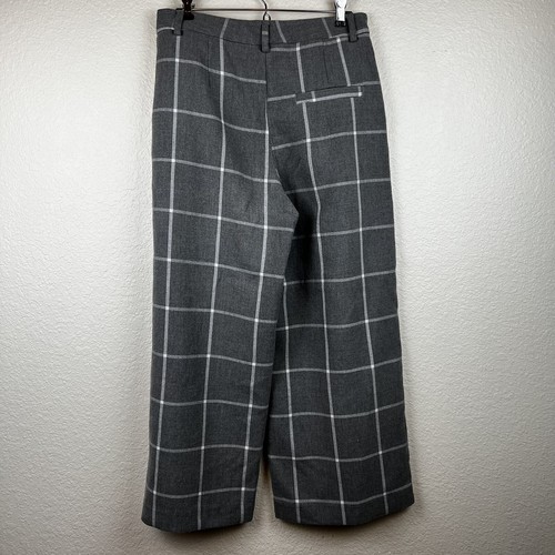 Monkl Wide Leg Checked Gray Pants Cropped Size 40 | eBay