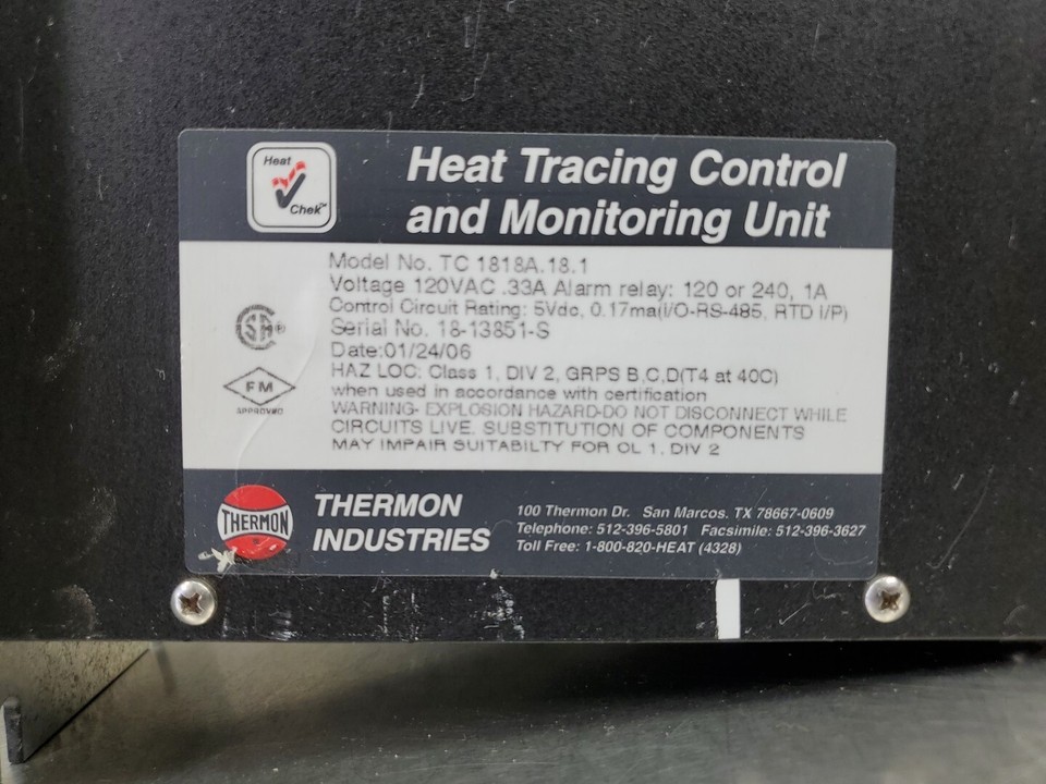 Thermon TC1818A.18.1 Heat Tracing Control and Monitoring Unit. 4H | eBay