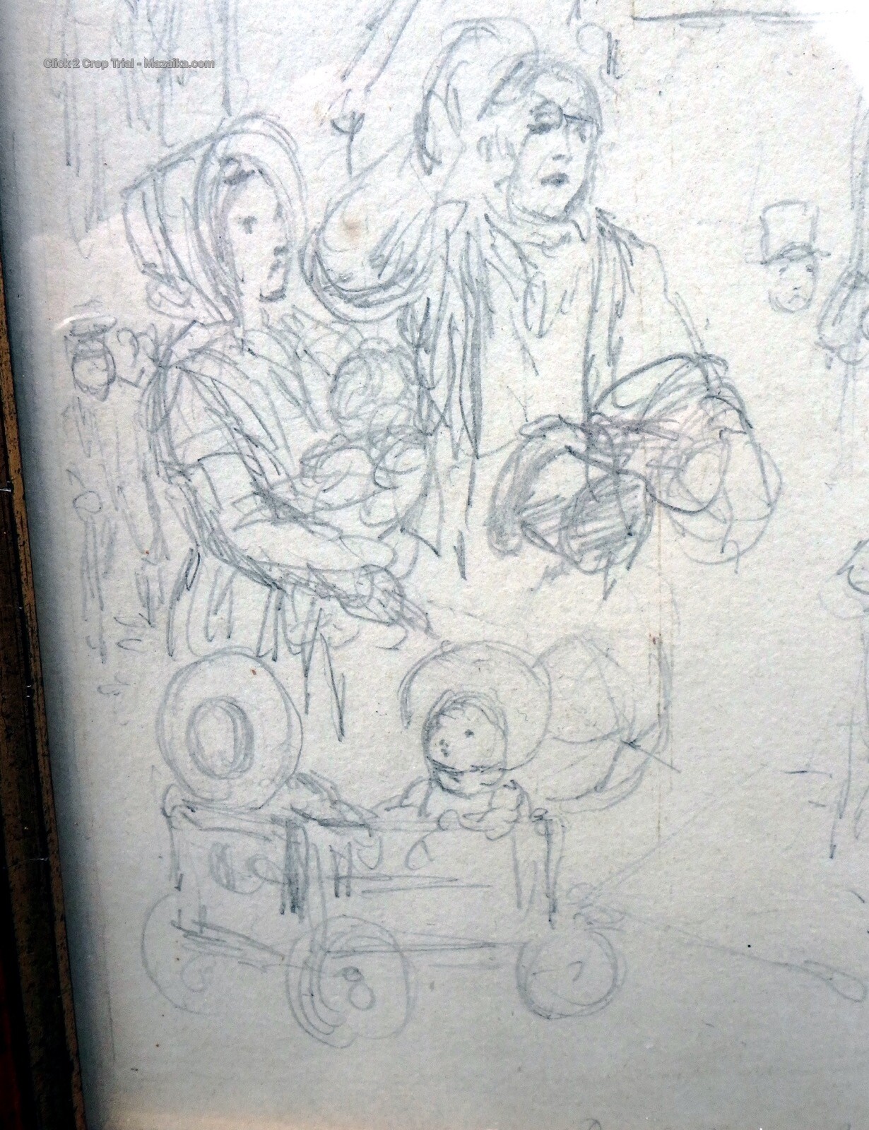 Victorian antique original pencil drawing The roadside inn birds eye ...