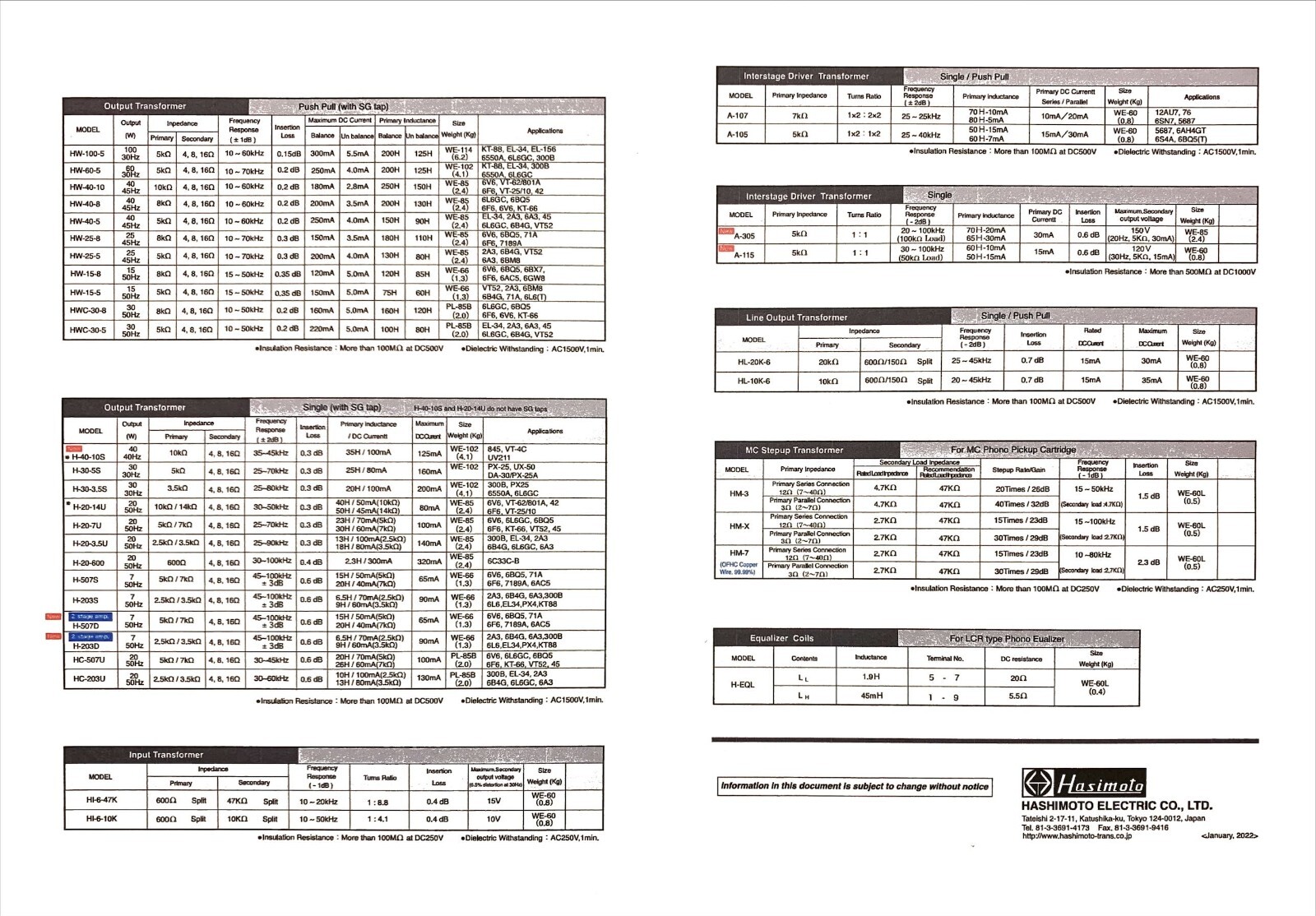 A Pair of Hashimoto HM-7 MC Cartridge Step up input Transformer ...