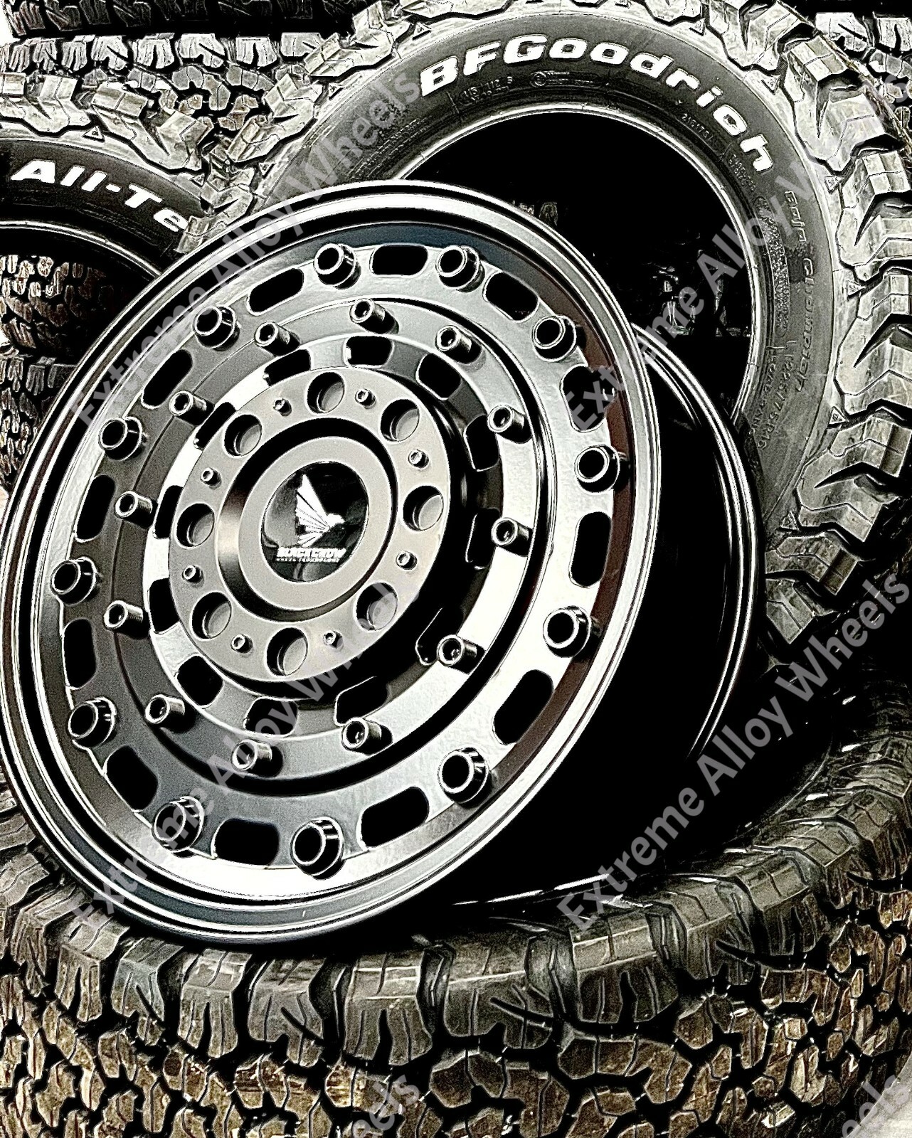 16" Black Swamper Alloy Wheels For Ford Transit Custom + BF Goodrich ...