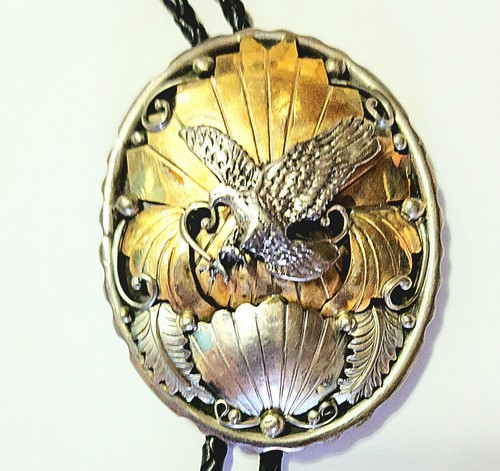 Allen Chee Stamp Jewelry Sterling Silver 925 Navajo Eagle Bolo Black ...
