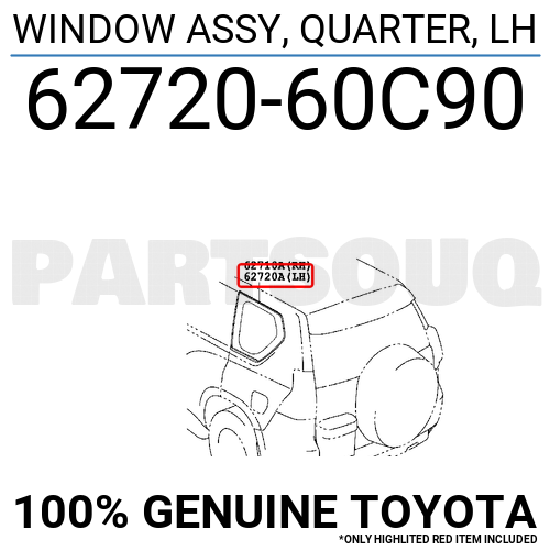 6272060C90 Genuine Toyota WINDOW ASSY, QUARTER, LH 62720-60C90 | eBay