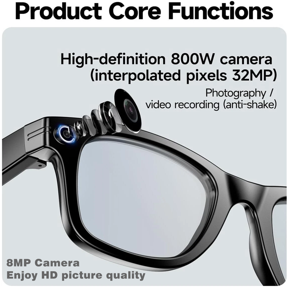AI Smart Glasses with Camera, 1080P HD Video Recording Glasses, Real ...