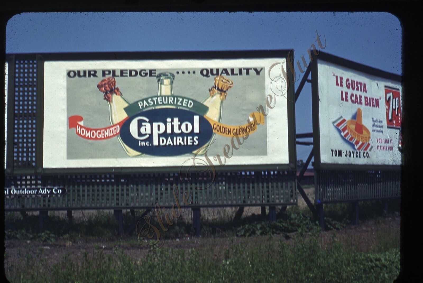 Capitol Dairies Milk Billboard 1940s Slide 35mm Red Border Kodachrome ...