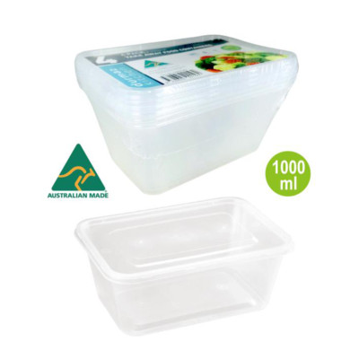 120pcs Takeaway Food Containers 1L Take Away Storage Boxes Plastic Lid ...