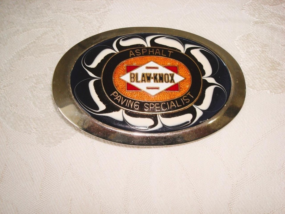 Silver Tone Enamel Blaw-Knox Belt Buckle Asphalt Paving Specialist KJ ...