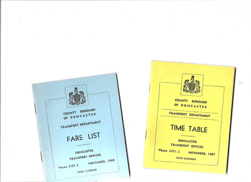 2 x Doncaster Transport Official Bus Timetable & Fare List 1967-68 ...