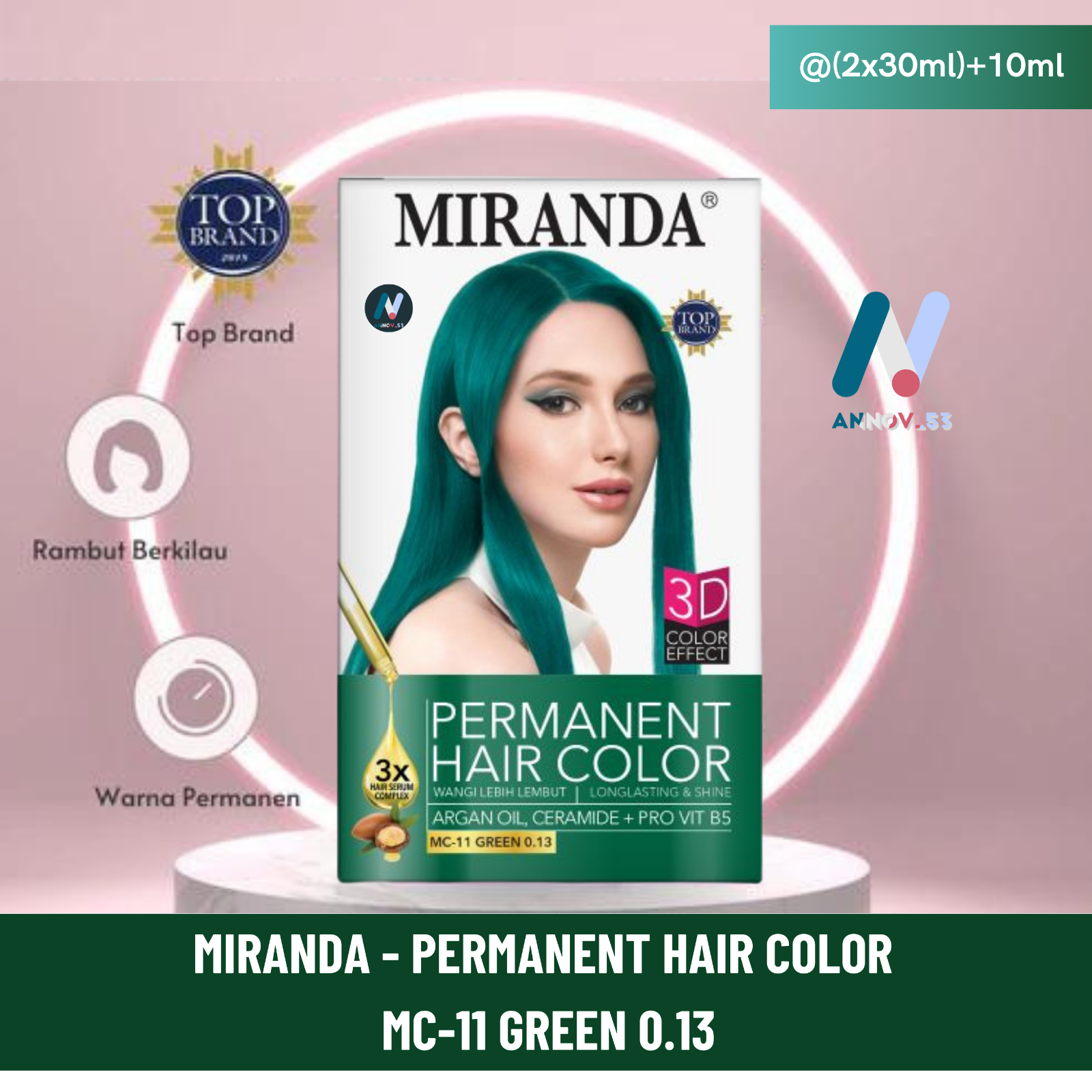 2X MIRANDA Premium 3D Permanent Hair Dye Shiny Moisture Color #MC-11 ...