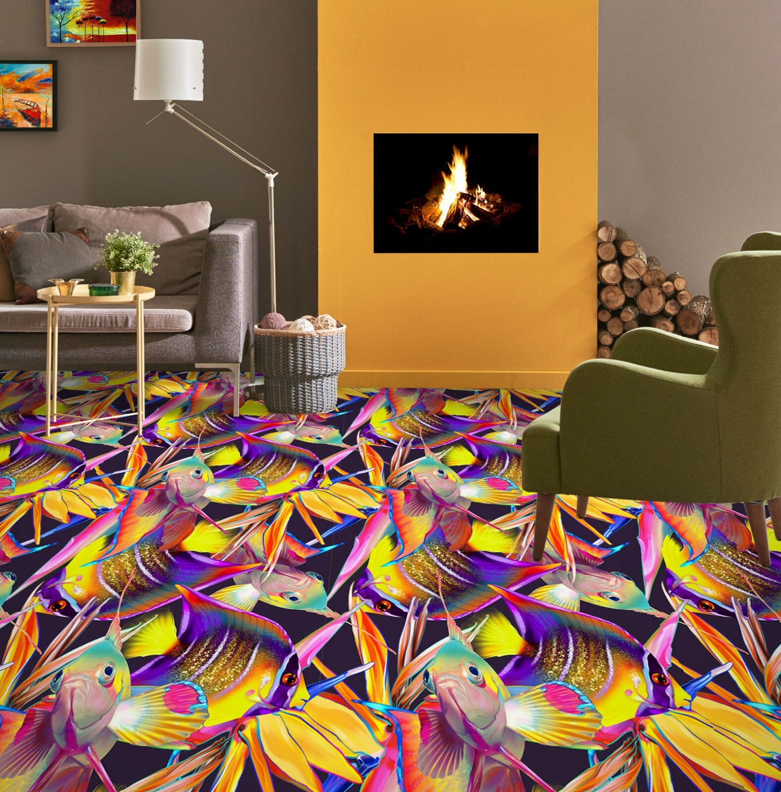 3D Farbe Fisch 1549NA Fototapeten Wandbild Fototapete Tapete Familie DE ...