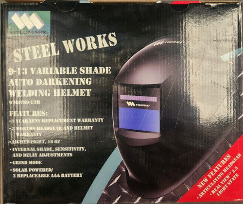 WELDMARK WM8VS9-13H STEEL WORKS VARIABLE SHADE AUTODARK WELDING HELMET ...