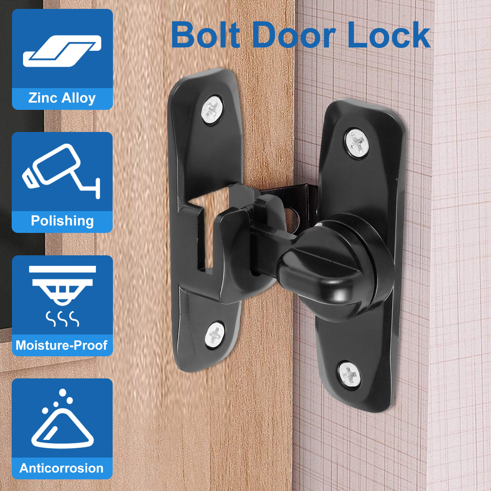 90°/180° Flip Barn Door Lock Zinc Alloy Flip Gate Latch Security Door ...