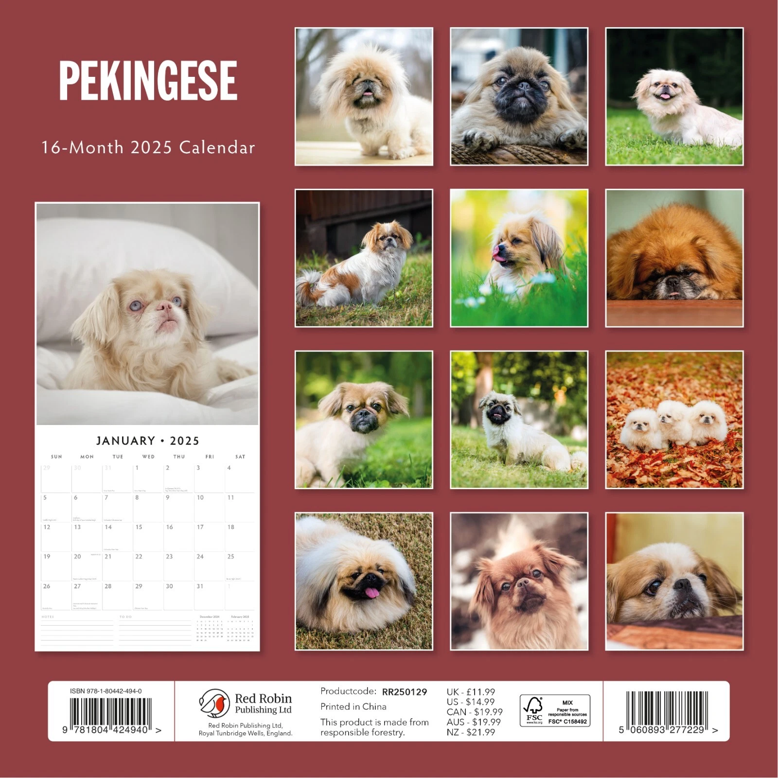 Pekingese 2025 Square Wall Calendar | ID 19887618 by Craig Williams ...
