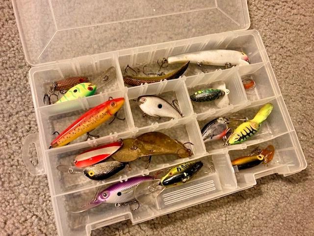 Tackle box full of fishing lures spoons ThinFin HotnTot Flatfish ...