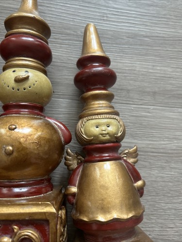 Vintage Faux Wooden Santa Claus Angel & Snowman Chess Pieces Christmas ...