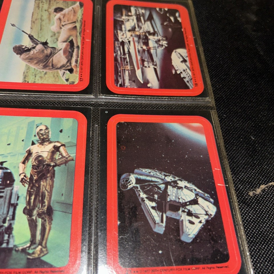 Star Wars Topps vintage red border sticker card set 1977 12 - 22 Ex ...