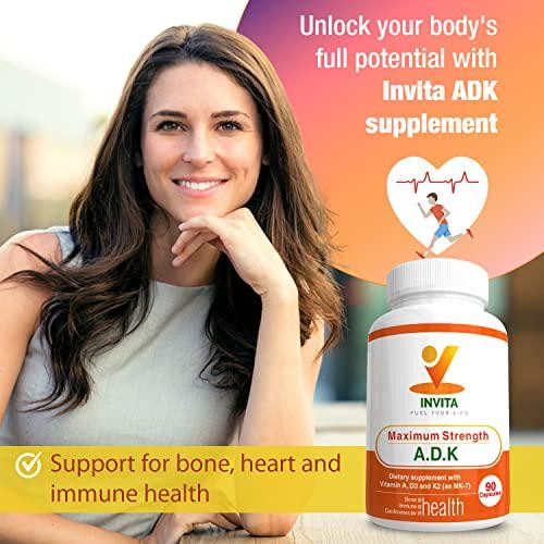 INVITA ADK - Vitamins A1, Vitamin D3 5000 IU and K2 MK7 Supplement ...