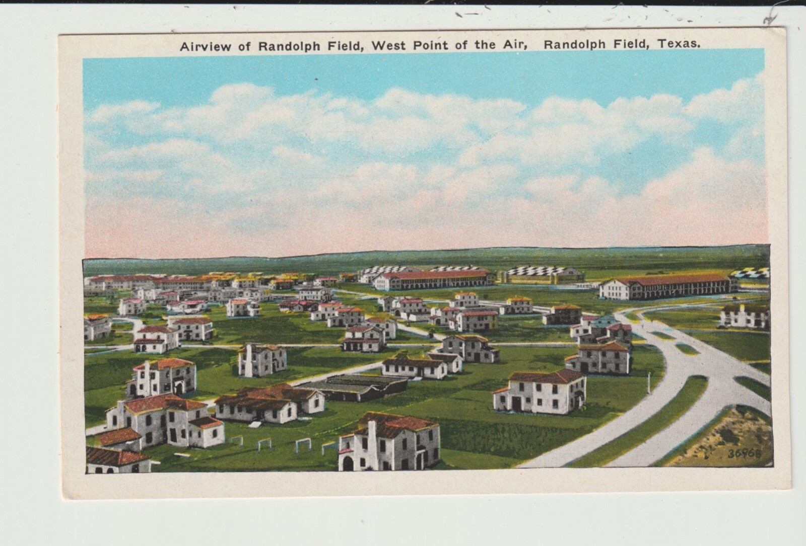 POSTCARD AIRVIEW OF RANDOLPH FIELD WEST POINT OF THE AIR RANDOLPH FIELD ...