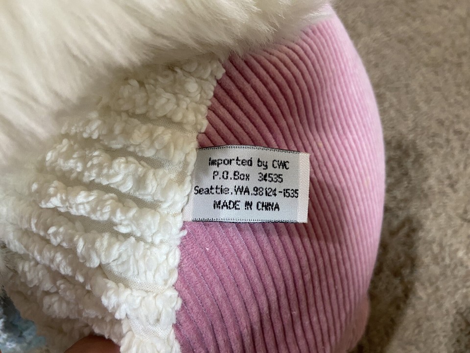 Chenille Animal Plush CAT By CWC 16” Pink Blue White Green Fur Tail Bow ...