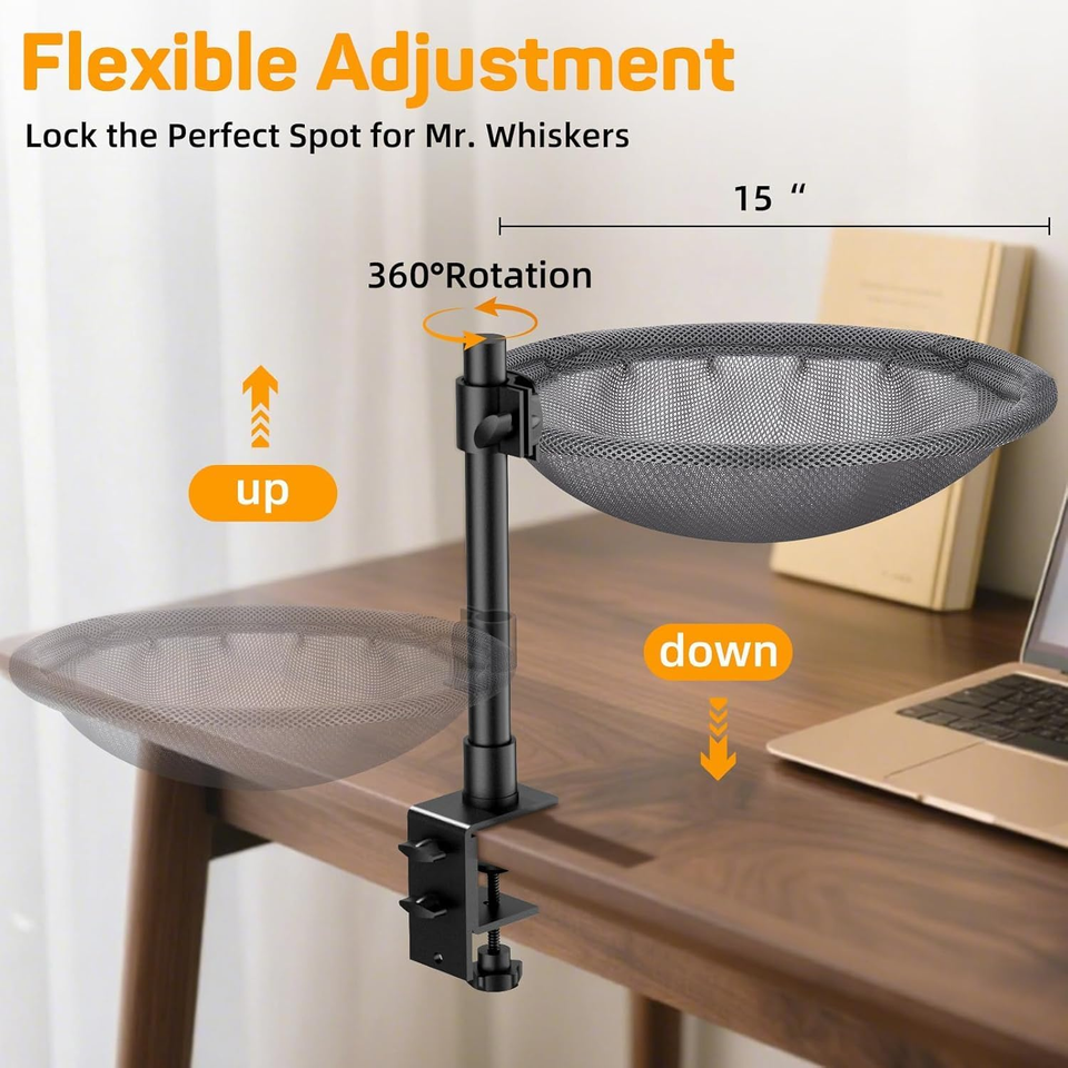 Desk Cat Bed for Desk - Cat Bed Desk Attachment Perch - 360 Rotating ...