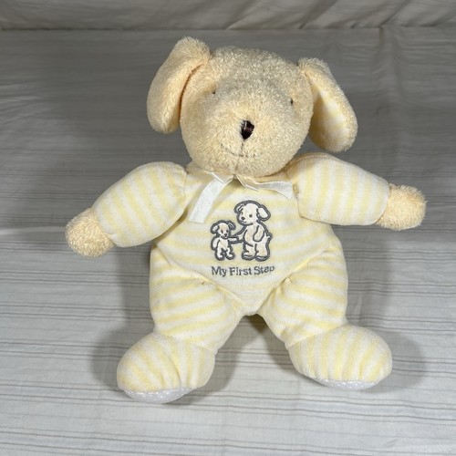 Vtg Carters Just One Year My First Step Plush Dog Yellow Rattle Lovey ...