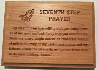 Alcoholics Anonymous AA Seventh Step Prayer Display Cherry wood Plaque ...