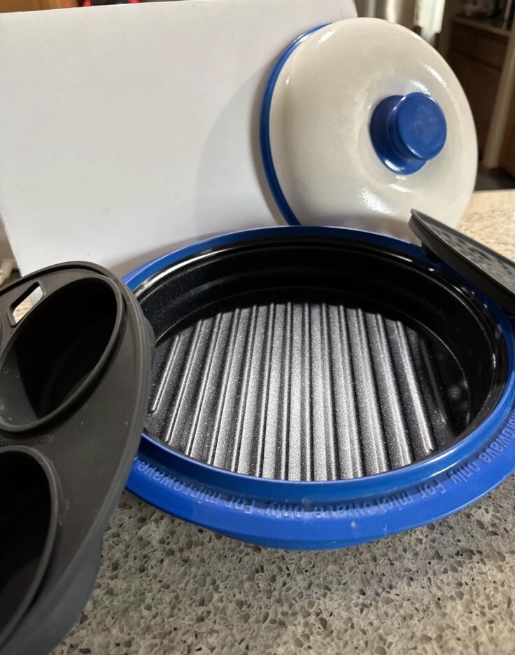 Range Mate Professional Microwave Cookware Grill Steam Pan Blue ...