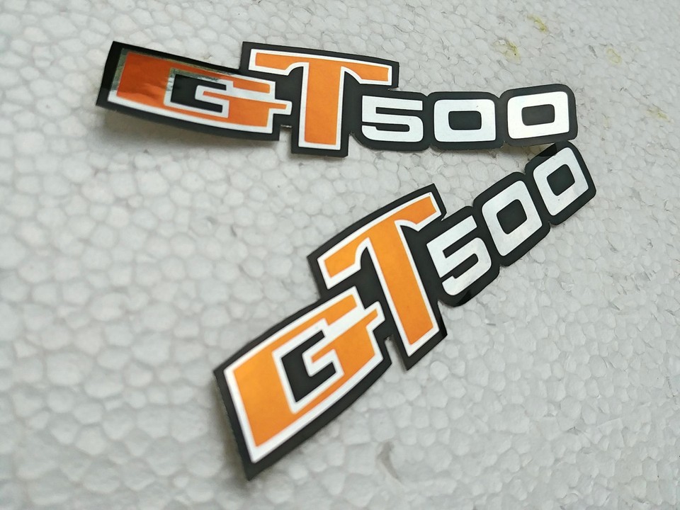Pair Suzuki GT500 GT 500 Side Frame Cover Sticker Emblem Decal LH + RH ...