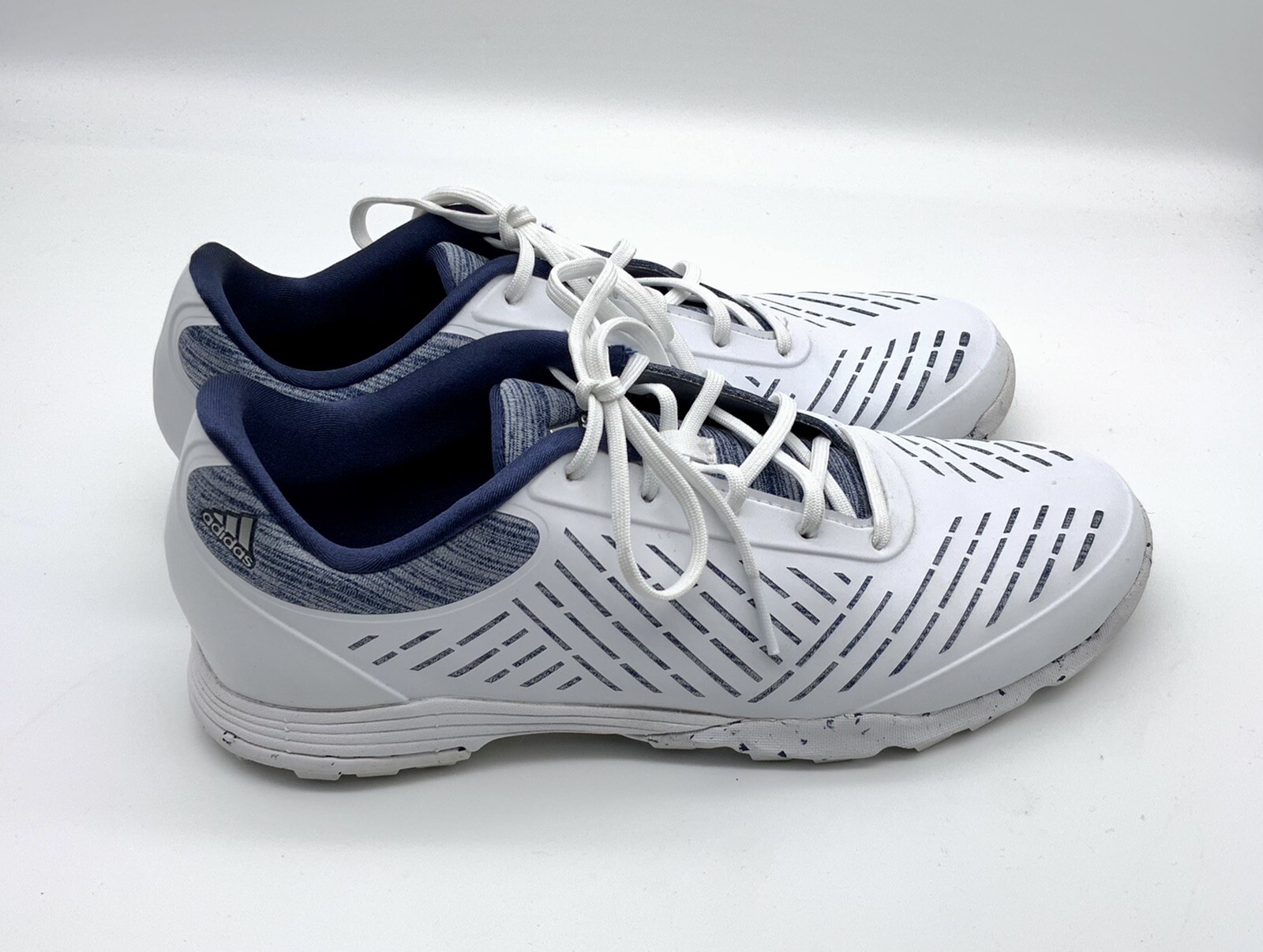 Adidas Womens Golf Shoes Size 7.5 White Blue Sneakers Spike Bounce EVN ...