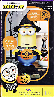 *NEW*RARE* GEMMY 2' ft Inflatable Kevin Minion-Portable Halloween Witch ...