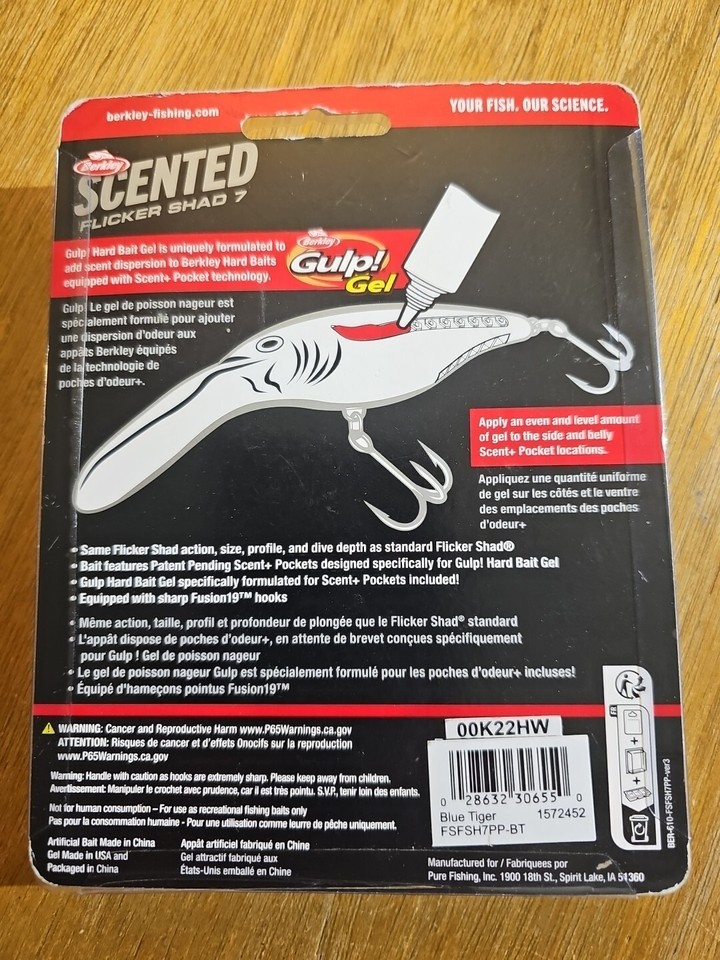 New 3 Pack Berkley Flicker Shad #7 Lures Scented Gulp Gel Scent+ Blue ...