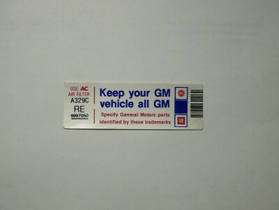 80 BUICK KEEP YOUR GM ALL GM AIR CLEANER DECAL 1980 STICKER | eBay