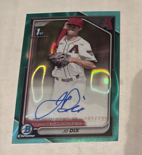 2024 Bowman Draft Chrome 1st Bowman JD Dix Auto Aqua Lava 181/199 | eBay