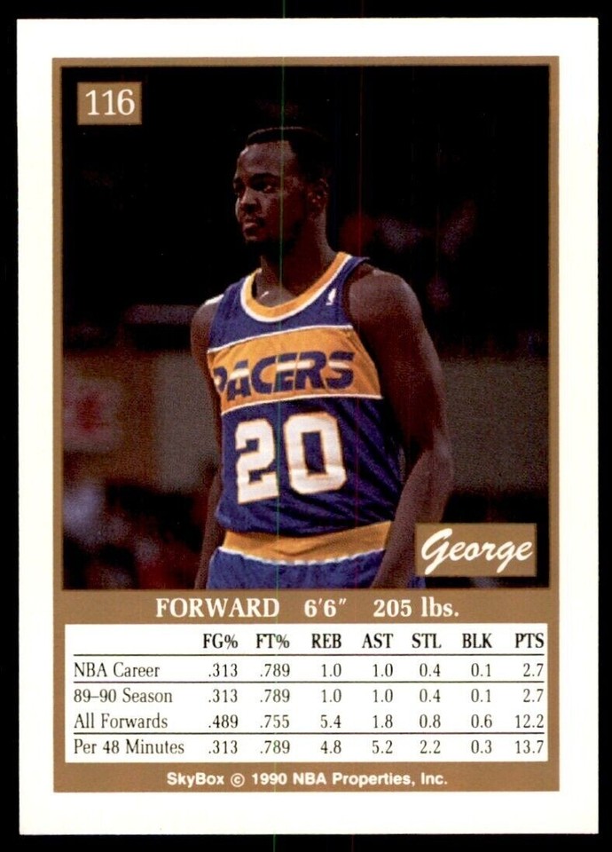 1990 SKYBOX NBA Basketball Trading Card #116 - GEORGE McCLOUD, Indiana ...