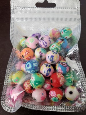 8mm Fimo Polymer Clay Creative Fashion Flower Pattern Printing Round ...