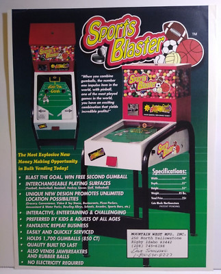Sports Blaster Gumball Redemption Arcade Flyer Original Skill Game 8.5 ...