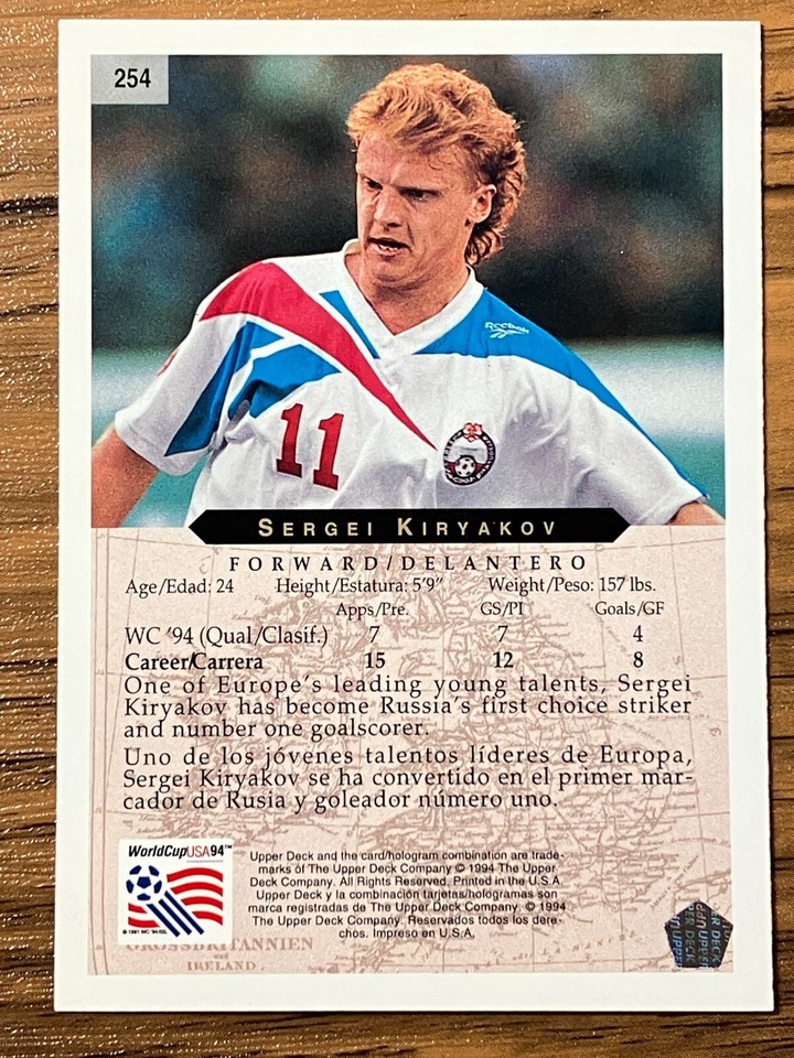 Upper Deck 1994 World Cup Russia Soccer Card #254 Sergei Kiryakov Free Shipping | eBay