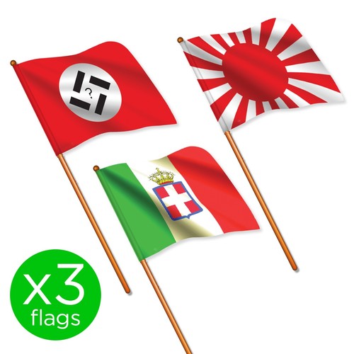 3 X FLAGS Axis Powers WW2 Trio (Quality Vinyl) 1:32 Scale Britains ...