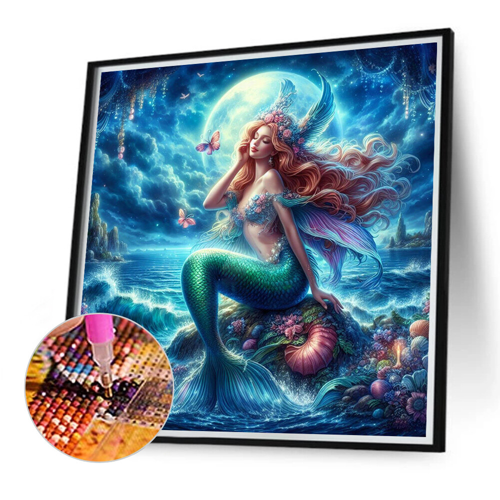5D DIY Full Round Drill Diamond Painting Mermaid Home Decor Art Craft ...