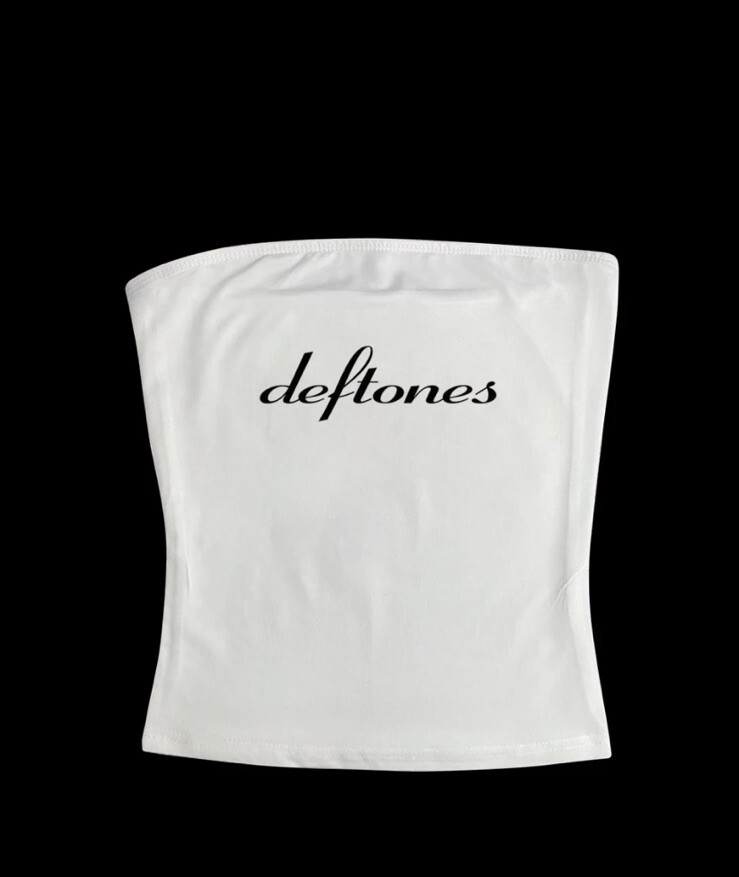 DEFTONES CURSIVE TUBE TOP WHITE BLACK TRASHY 2000S Y2K 90S BAND TEE | eBay