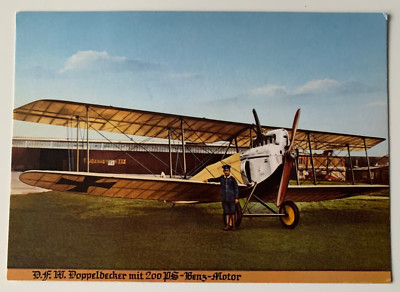 4x6 Germany Aircraft Postcard DFW Doppeldecker 200 HP Benz Motor ...