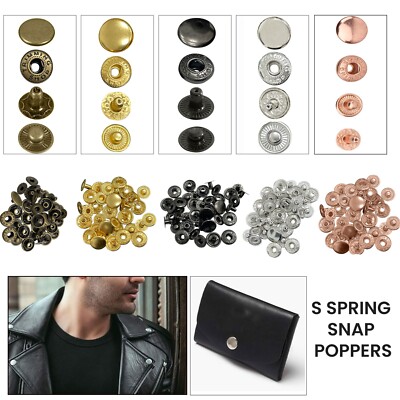 S Spring Press Studs 12mm-20mm Metal Snap Fasteners Sewing Leather ...