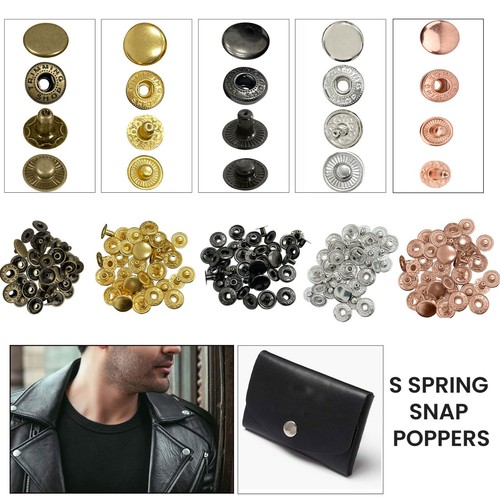 S Spring Press Studs 12mm-20mm Metal Snap Fasteners Sewing Leather ...