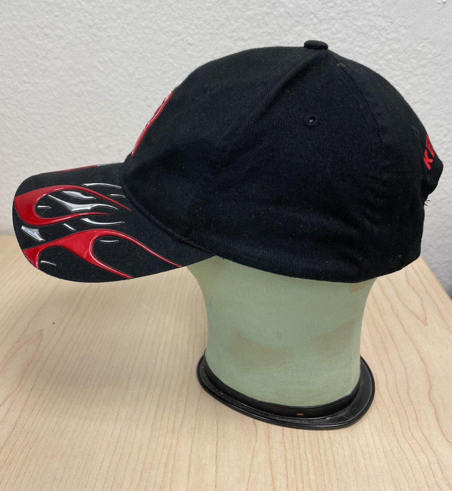 KENWORTH TRUCK BLACK RED SILVER FLAMES BASEBALL CAP H… - Gem