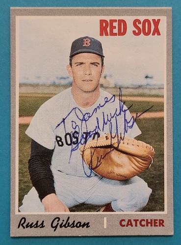RUSS GIBSON (Dec) Hand Signed 1970 Topps #237 Boston Red Sox Autograph ...