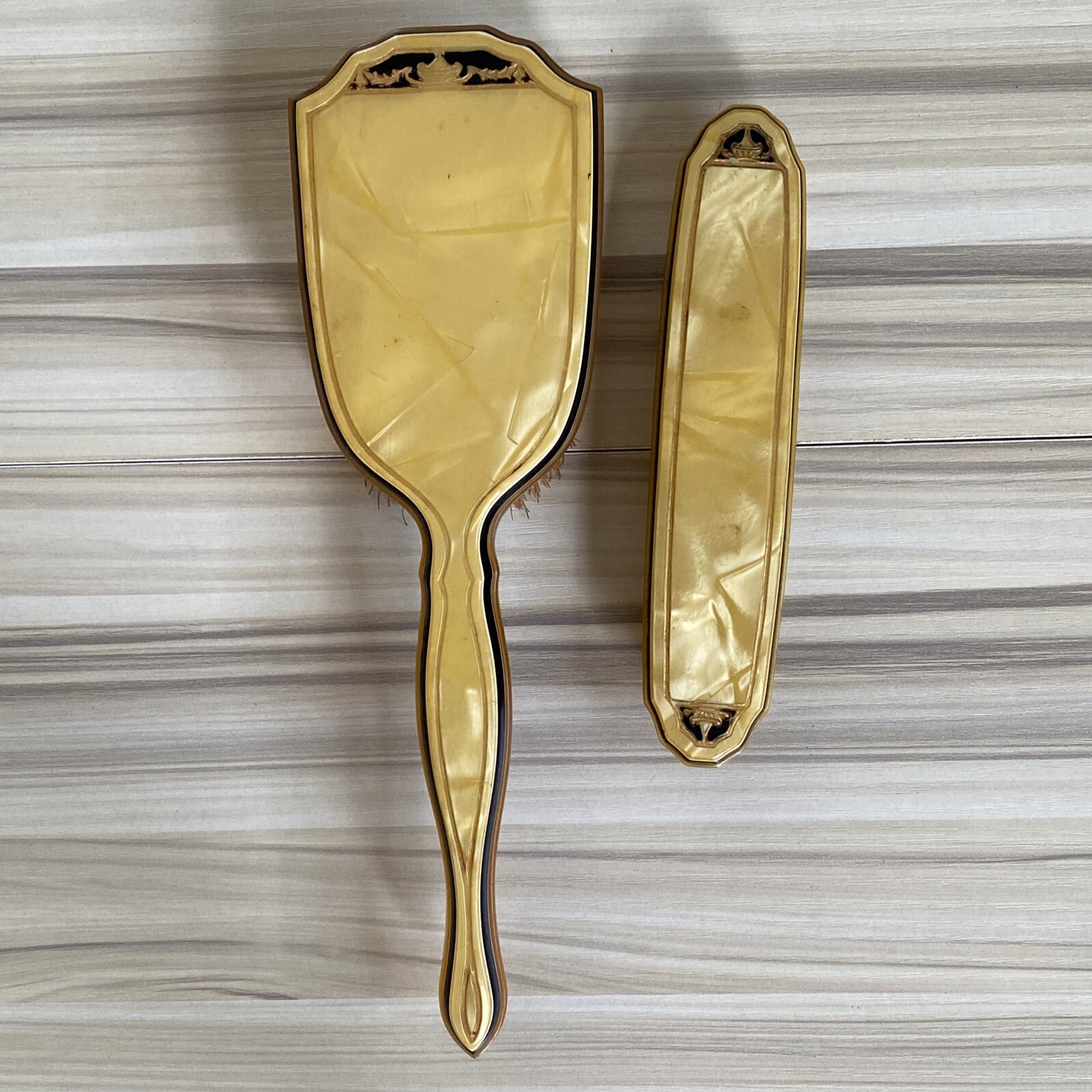 Vintage Pyralin Sheraton Celluloid Vanity Set- Brush & Mail Buffer | eBay