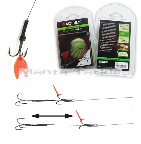 NEW Kodex Pike Predator Rigs - Snap Tackle Single Twin Treble Deadbait ...