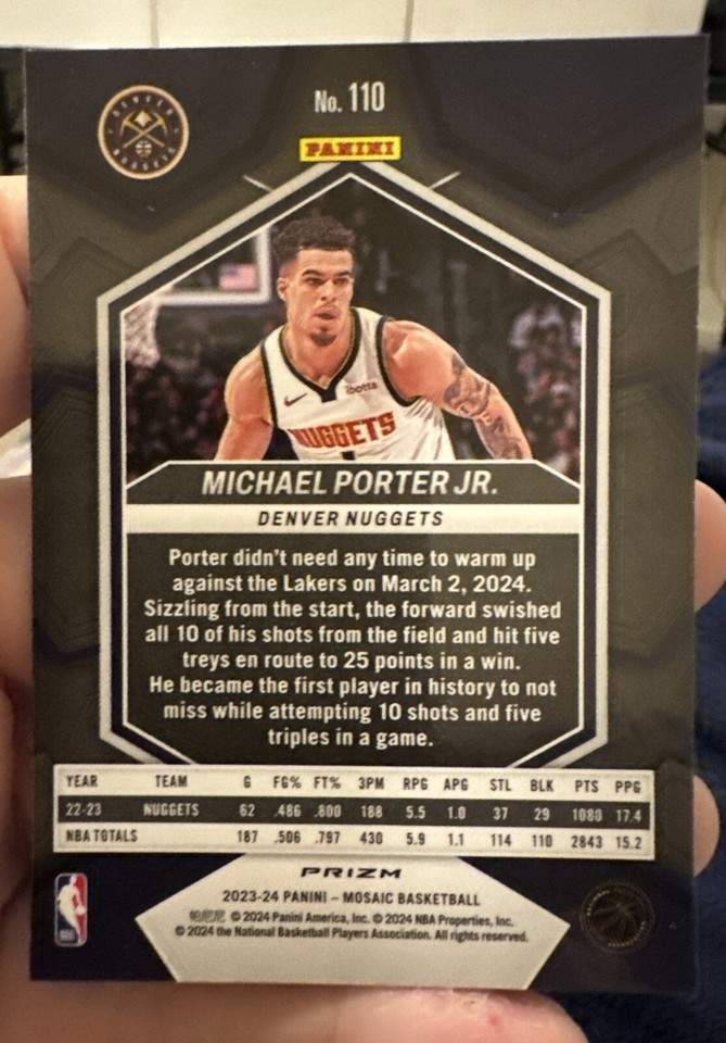 2023-24 Panini Mosaic Basketball Michael Porter Jr Genesis Prizm SSP ...