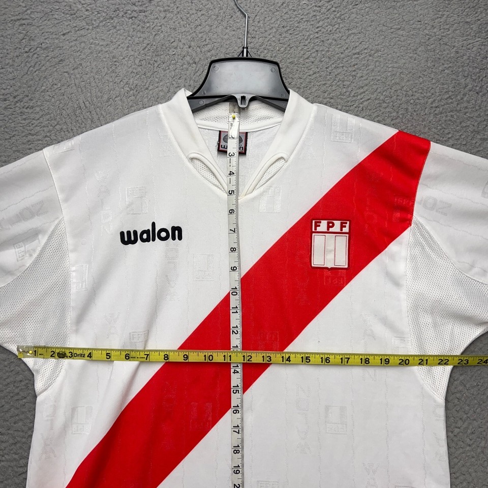 Peruvian Peru National Soccer Jersey Mens Large White Red Walon 2004 ...