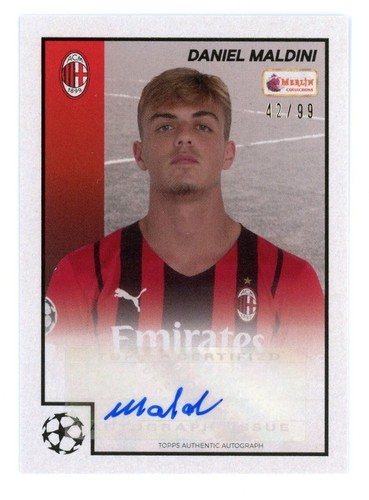2021-22 Topps Merlin's Heritage 97 UCL Auto Silver /99 Daniel Maldini ...
